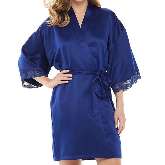 Apt. 9 | Intimates & Sleepwear | Womens Satin Navy Blue Robe Extra ...